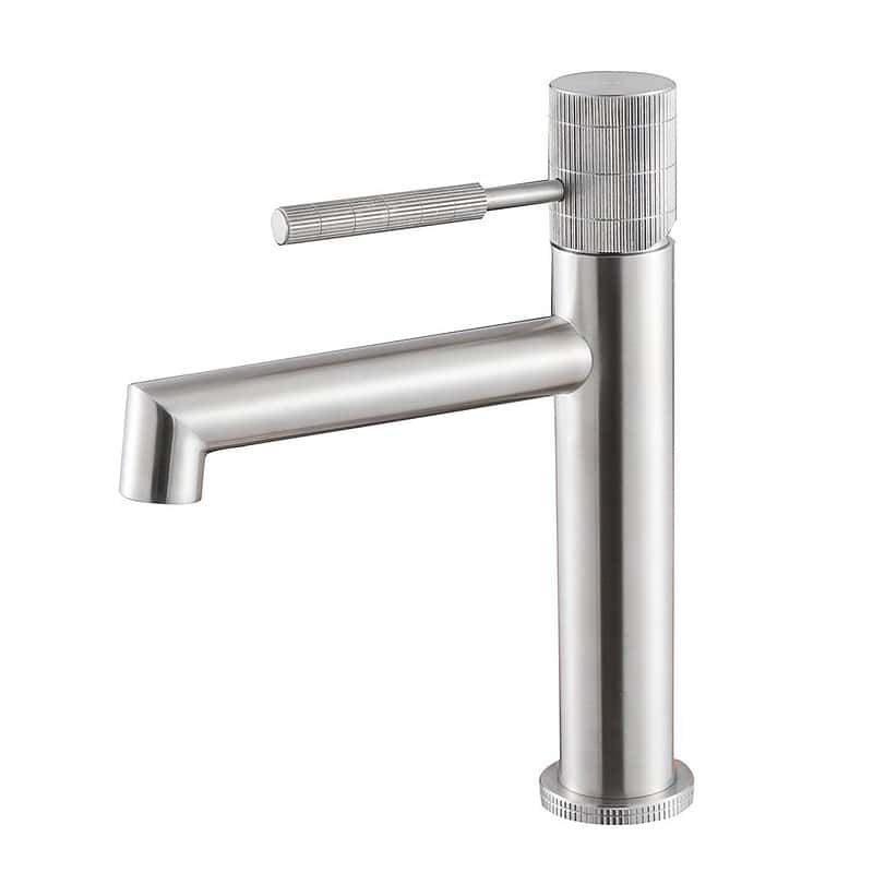 Stainless Steel Basin Tap with Knurled Handle | B712A 01 - Lanerdi