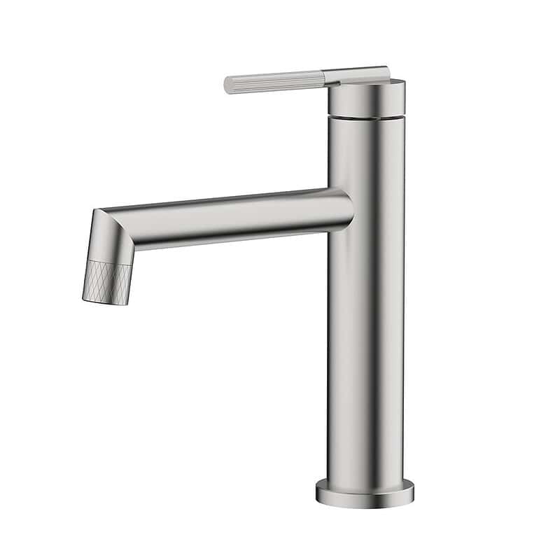 Round Stainless Steel Basin Tap with Knurled Handle | B742 01 - Lanerdi