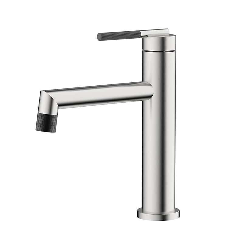 Round Stainless Steel Basin Tap with Knurled Handle | B742 01 - Lanerdi