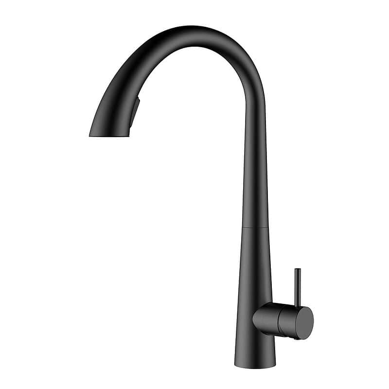 Stainless Steel High Arc Gooseneck Kitchen Faucet with Concealed Pull ...